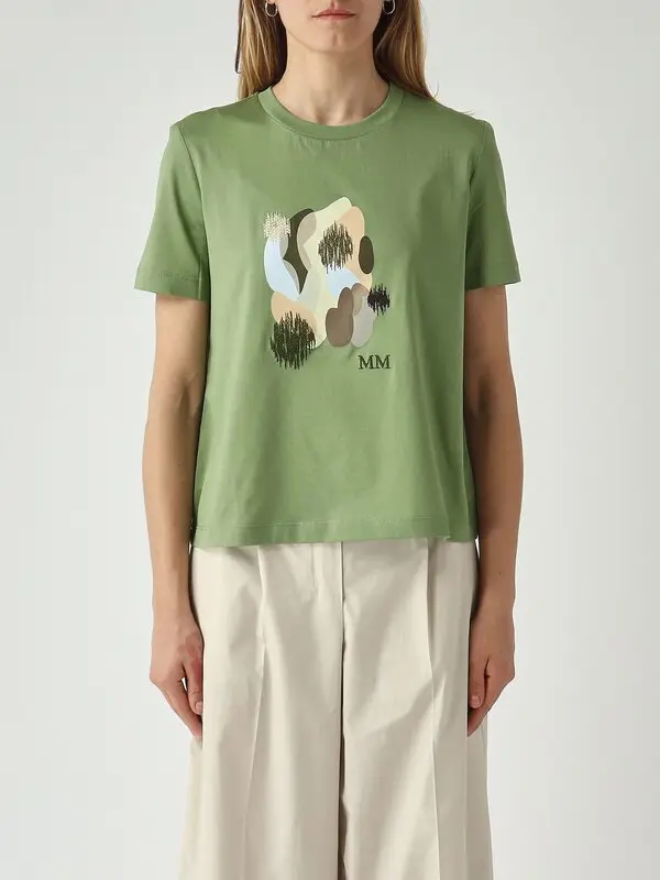 Max Mara Printed Cotton T-shirt - Green