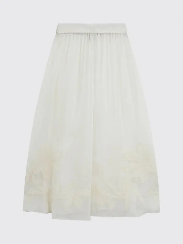 FORTE_FORTE Cotton Midi Skirt With Embroidery And Sash Belt