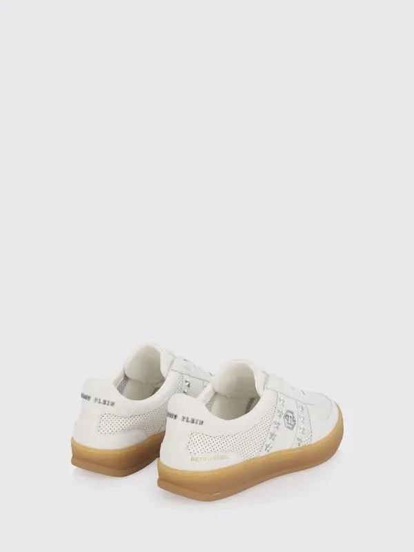 Philipp Plein Retro Rebel Perforated Leather Sneakers With Applied Stars
