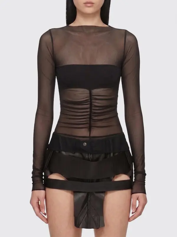Rick Owens Sheer Long Sleeve Crewneck Top