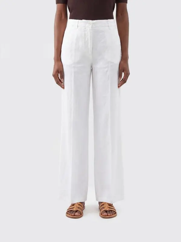 Aspesi High-waisted Straight-leg Linen Trousers - White