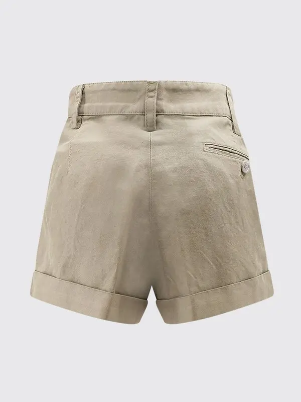 Aspesi Mid-rise Linen And Cotton-blend Shorts With Cuffed Hems - Beige
