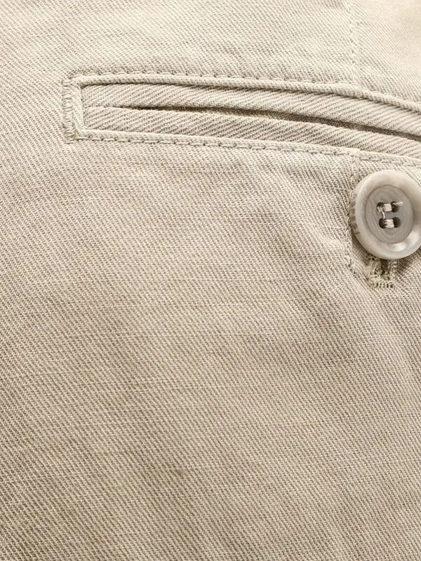 Aspesi Mid-rise Linen And Cotton-blend Shorts With Cuffed Hems - Beige