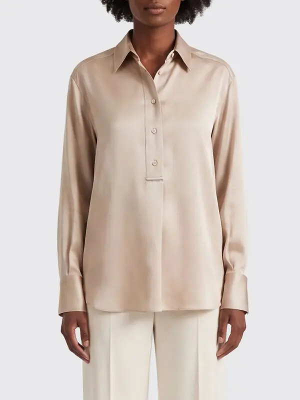 Brunello Cucinelli Stretch Silk Classic Shirt - Sand