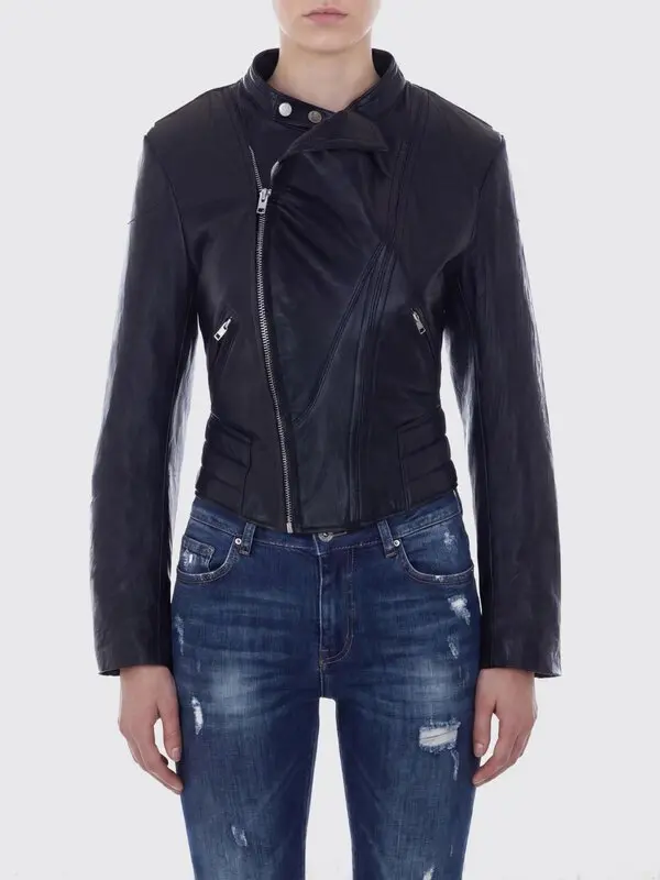 MAISON MARGIELA Slim Fit Ovine Leather Biker Jacket With Side Zip - Black