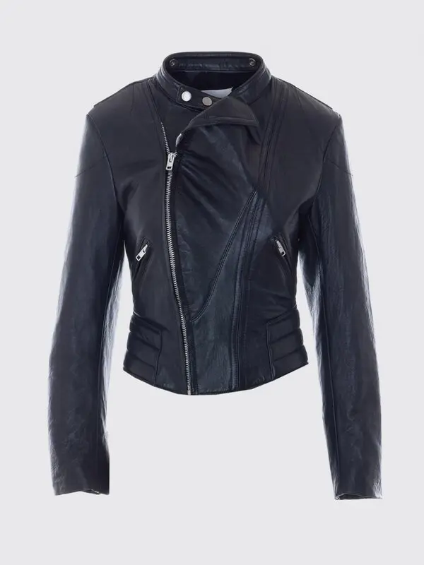 MAISON MARGIELA Slim Fit Ovine Leather Biker Jacket With Side Zip