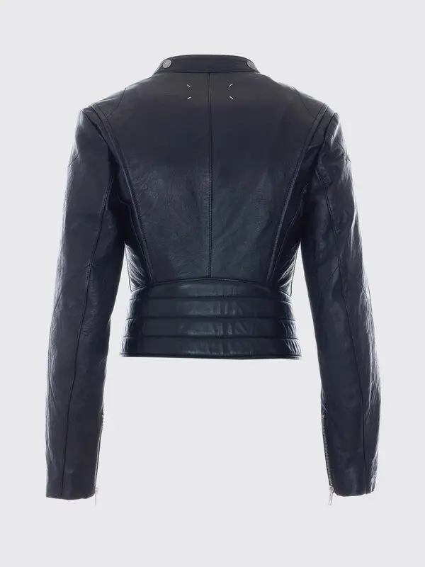MAISON MARGIELA Slim Fit Ovine Leather Biker Jacket With Side Zip