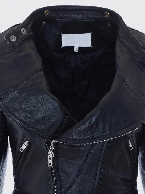 MAISON MARGIELA Slim Fit Ovine Leather Biker Jacket With Side Zip