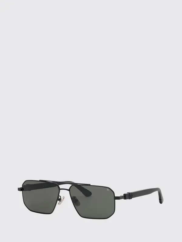 Philipp Plein Aviator Metal Sunglasses With Double Bridge And Hexagon Logo - Black