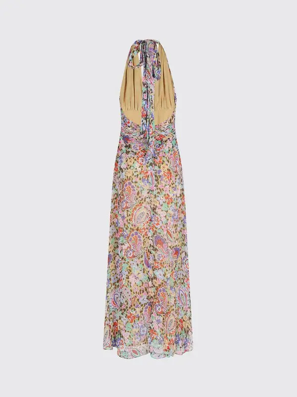 Rixo Ethnic Print Silk Maxi Dress With Deep V-neck