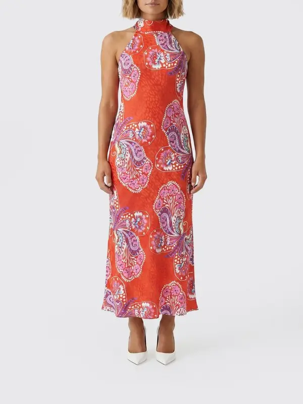Rixo Ethnic Print Viscose Halterneck Sheath Midi Dress