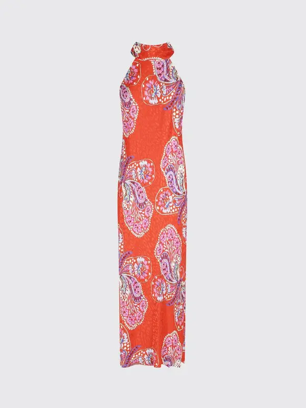 Rixo Ethnic Print Viscose Halterneck Sheath Midi Dress