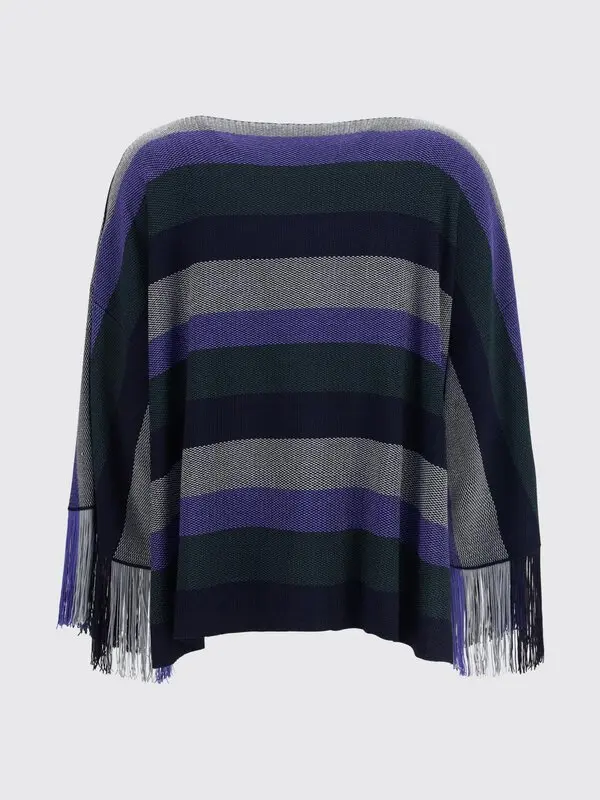 Giorgio Armani Striped Poncho With Fringe