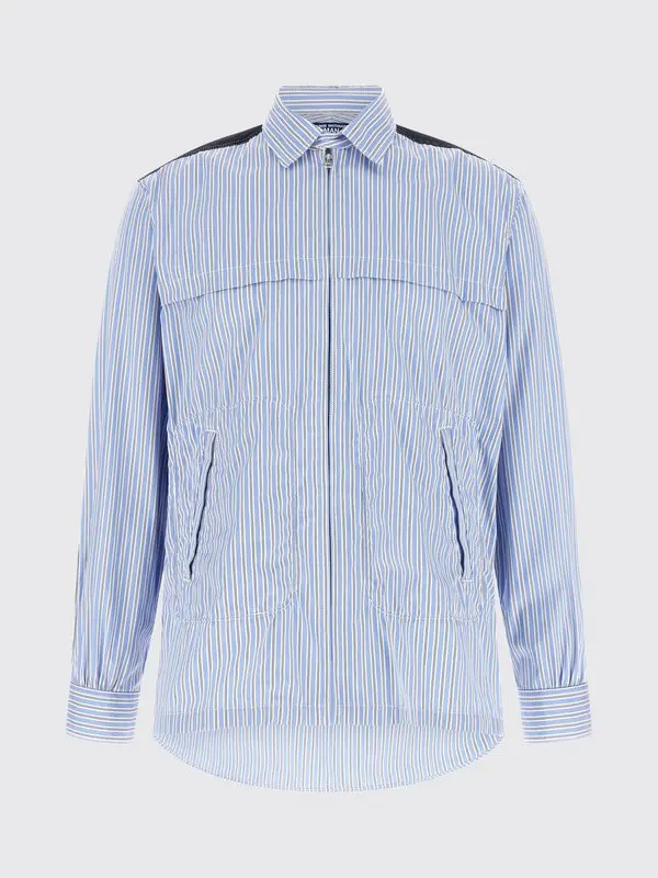 Junya Watanabe Relaxed Fit Patchwork Cotton Shirt With Zip Closure