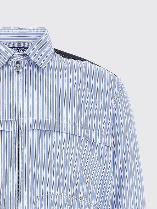 Junya Watanabe Relaxed Fit Patchwork Cotton Shirt With Zip Closure