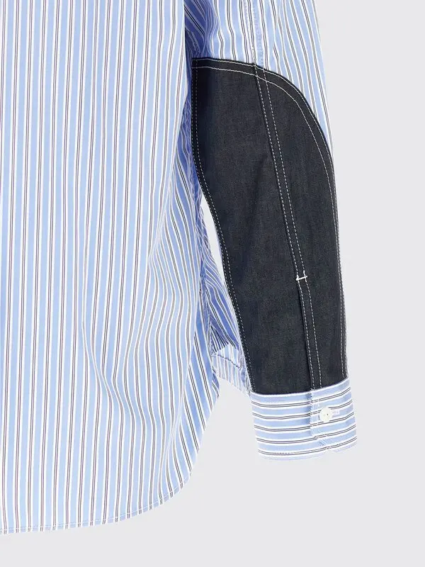 Junya Watanabe Relaxed Fit Patchwork Cotton Shirt With Zip Closure