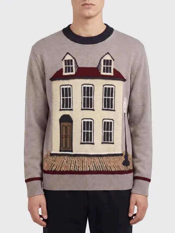 Junya Watanabe Graphic Print Silk And Wool Blend Crew-neck Jumper - Grey