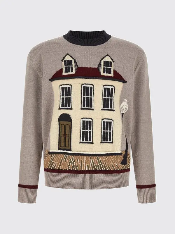 Junya Watanabe Graphic Print Silk And Wool Blend Crew-neck Jumper - Grey