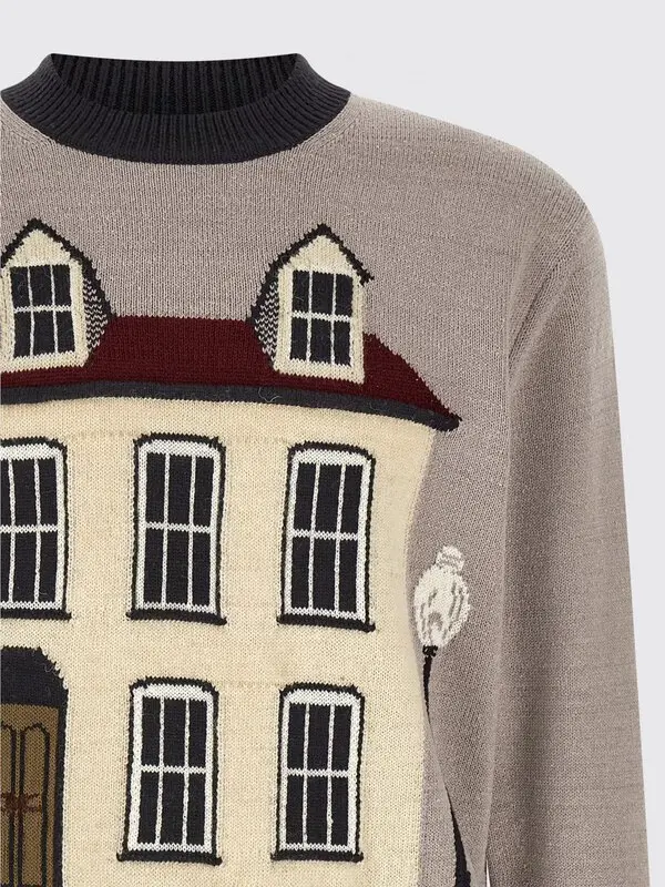 Junya Watanabe Graphic Print Silk And Wool Blend Crew-neck Jumper - Grey
