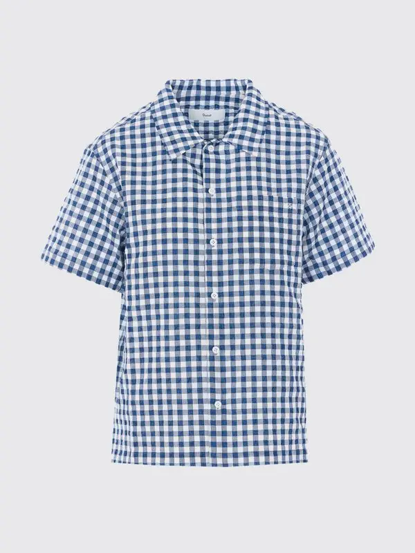 DUNST Slim Fit Checkered Cotton Blend Short Sleeve Shirt