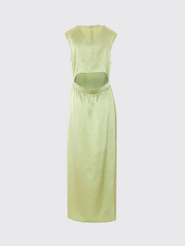 Filippa K Sleeveless Midi Dress In Acetate With Cut-out Detail - Green
