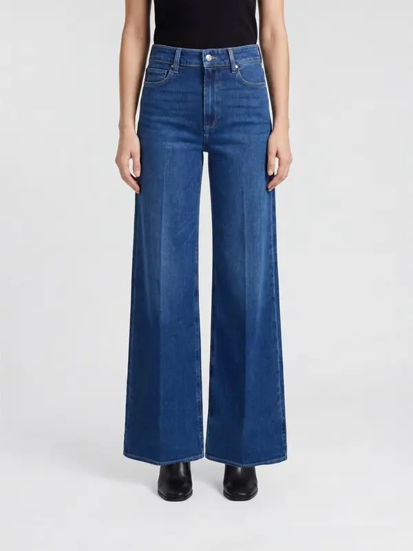 Paige High-waisted Palazzo Jeans In Stretch Cotton Denim