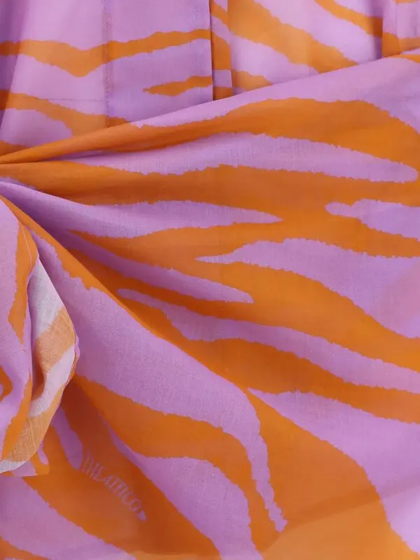 Attico Animalier Print Cotton Midi Wrap Dress