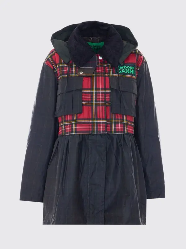 BARBOUR X GANNI Waxed Cotton Hooded Jacket With Velvet Collar - Black