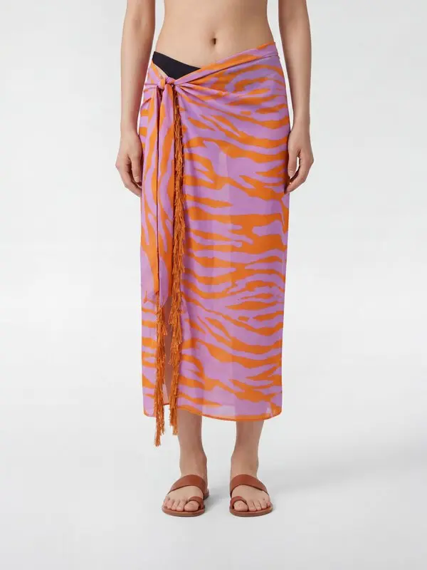Attico Printed Wrap Skirt - Orange