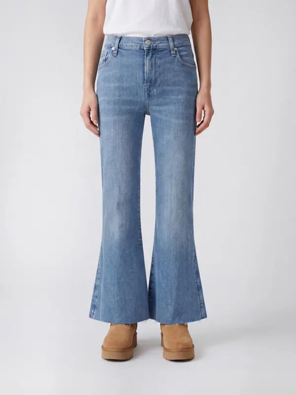 7 For All Mankind High-waisted Flare Jeans In Stretch Cotton Denim