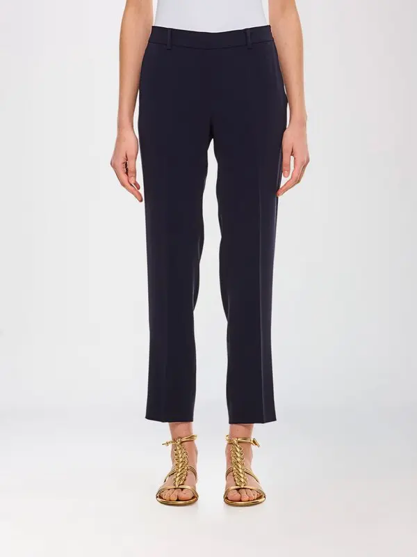 Alberto Biani Slim Fit Crêpe Chino Trousers With Side Zip - Blue