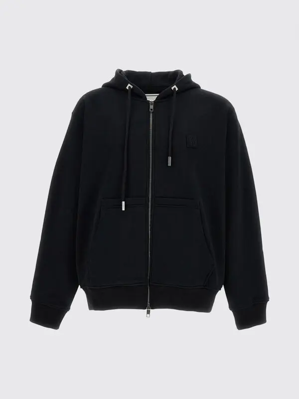 WOOYOUNGMI Contrast Logo Cotton Zip-up Hoodie