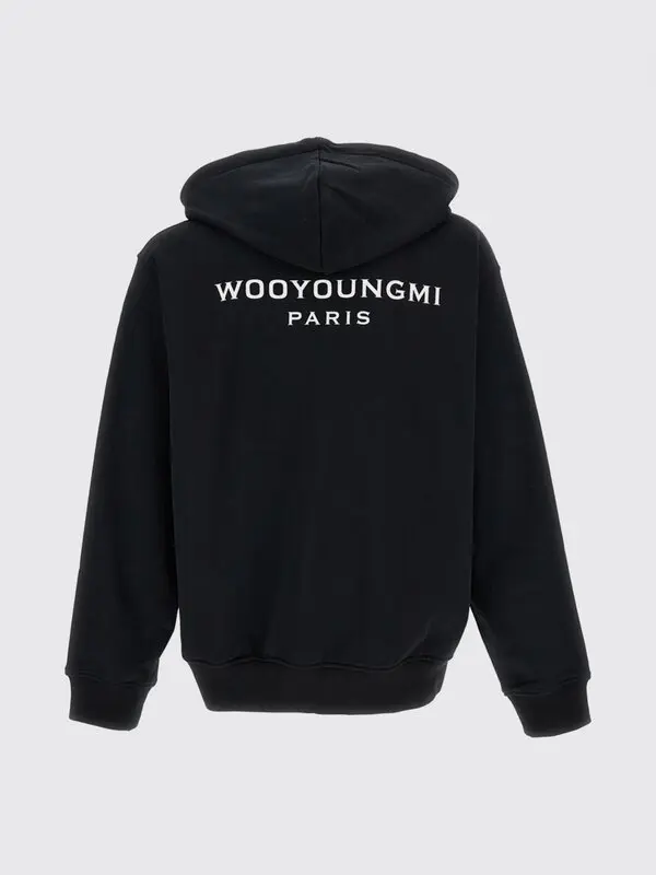 WOOYOUNGMI Contrast Logo Cotton Zip-up Hoodie