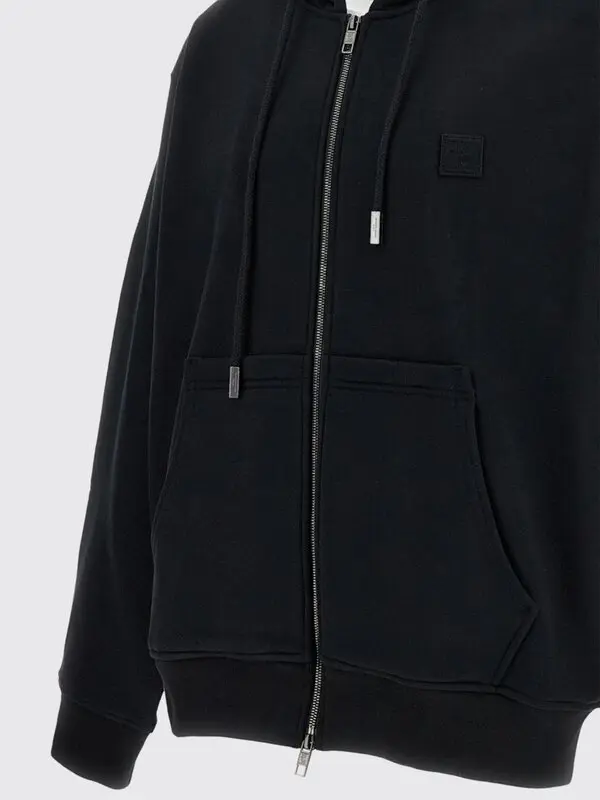WOOYOUNGMI Contrast Logo Cotton Zip-up Hoodie