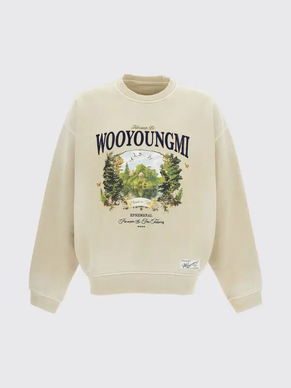 WOOYOUNGMI Graphic-print And Contrast-logo Cotton Crewneck Sweatshirt