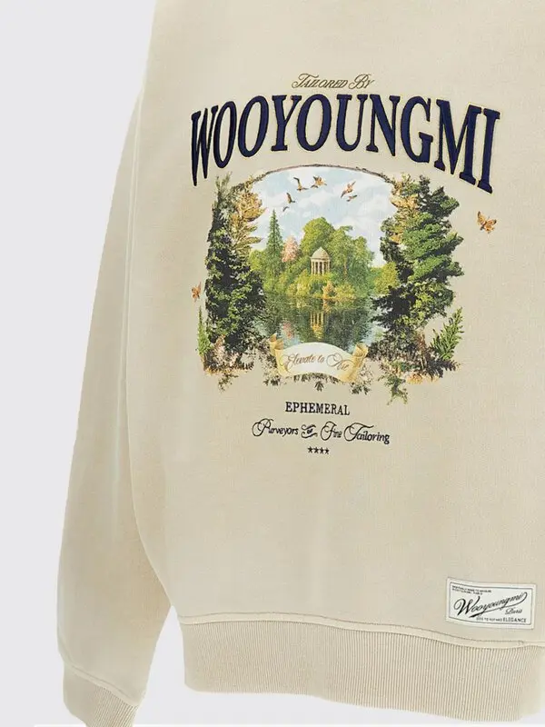 WOOYOUNGMI Graphic-print And Contrast-logo Cotton Crewneck Sweatshirt