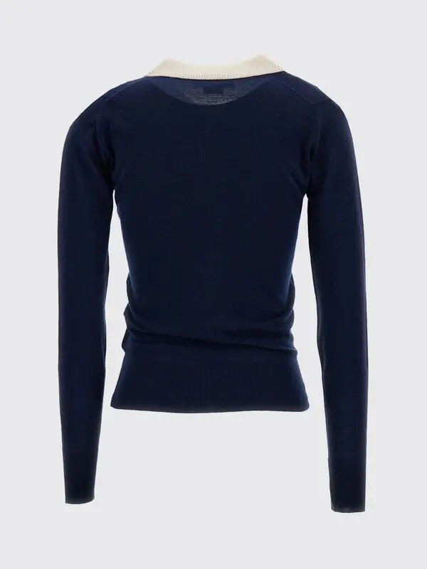 WALES BONNER Slim Fit Long-sleeved Knitted Wool Polo Shirt With Contrast Trims