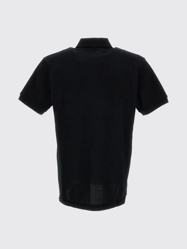 Play Comme Des Garcon Slim Fit Cotton Polo Shirt With Contrasting Logo - Black