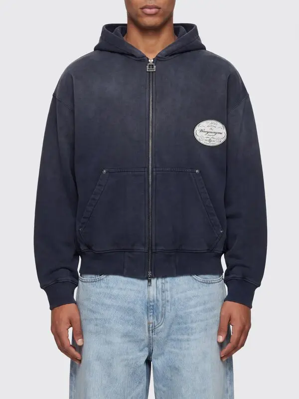 WOOYOUNGMI Cotton Zip-up Hoodie With Contrast Logo
