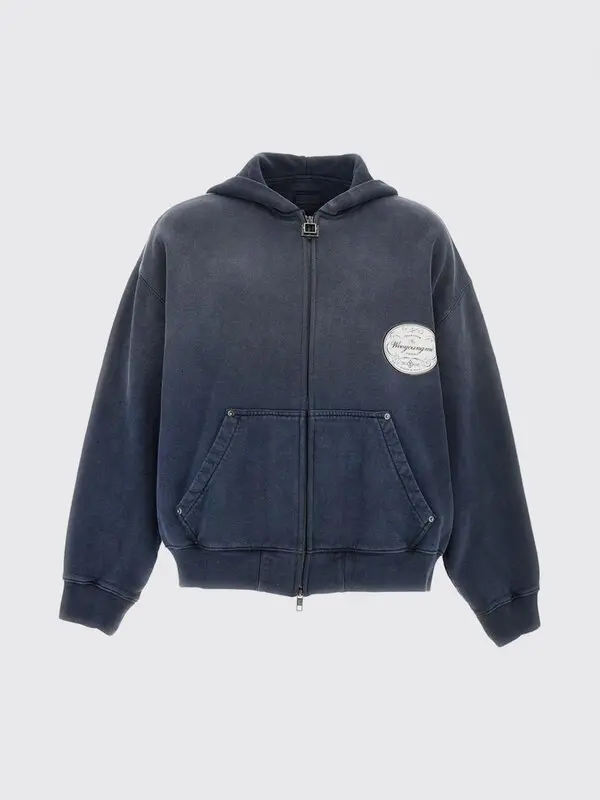 WOOYOUNGMI Cotton Zip-up Hoodie With Contrast Logo