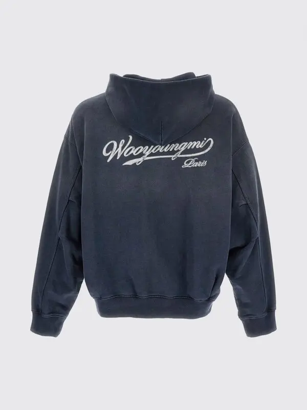 WOOYOUNGMI Cotton Zip-up Hoodie With Contrast Logo