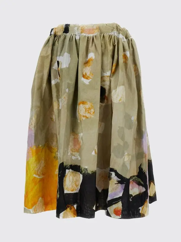 DANIELA GREGIS Draped Floral-pattern Cotton Midi Skirt