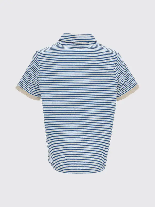 Paul Smith Striped Cotton And Linen Polo Shirt With One-button Placket