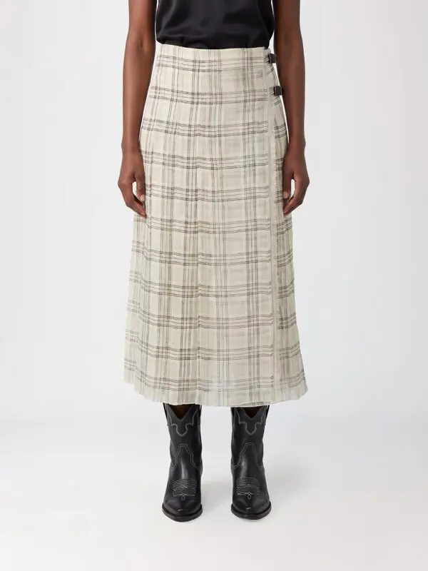 DURAZZI MILANO Tartan Cotton And Silk Midi Skirt With Buckle Detail