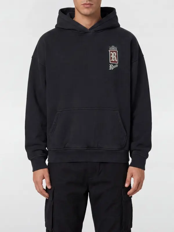 Rhude Cotton Hoodie With Kangaroo Pocket And Contrasting Logo