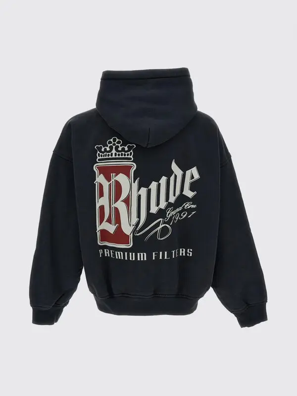 Rhude Cotton Hoodie With Kangaroo Pocket And Contrasting Logo