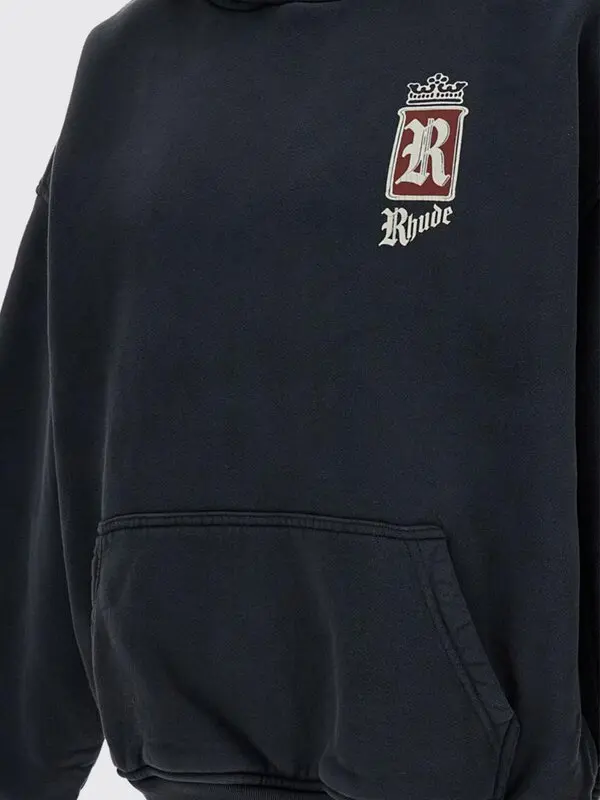 Rhude Cotton Hoodie With Kangaroo Pocket And Contrasting Logo