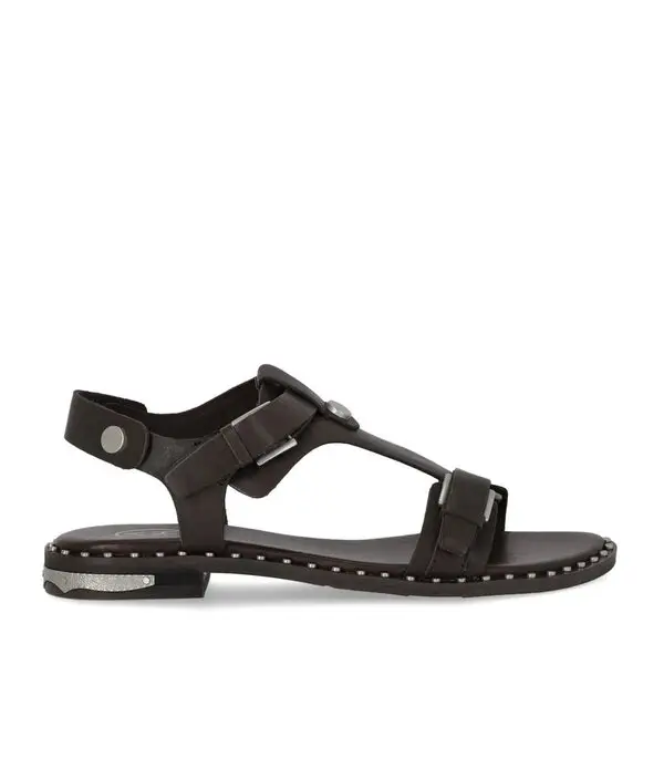 Ash Piper Dark Flat Studded Leather Sandals
