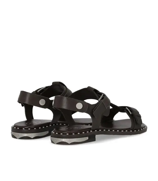 Ash Piper Dark Flat Studded Leather Sandals
