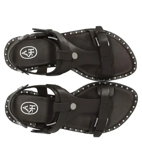 Ash Piper Dark Flat Studded Leather Sandals